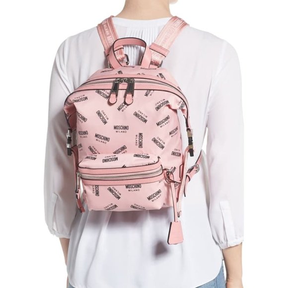 Moschino | Bags | Moschino Small Logo Backpack Pink Couture | Poshmark